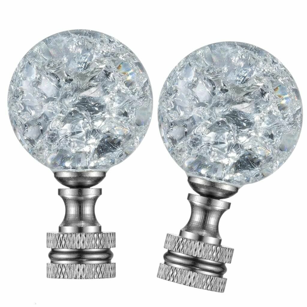 2 шт. Стеклянные наконечники для ламп с латунными колпачками, Серебро