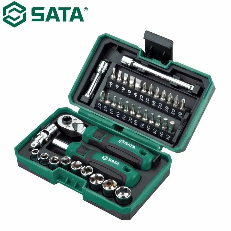 SATA 05498 Полный набор ключей с храповым механизмом и отверток, 38 предметов