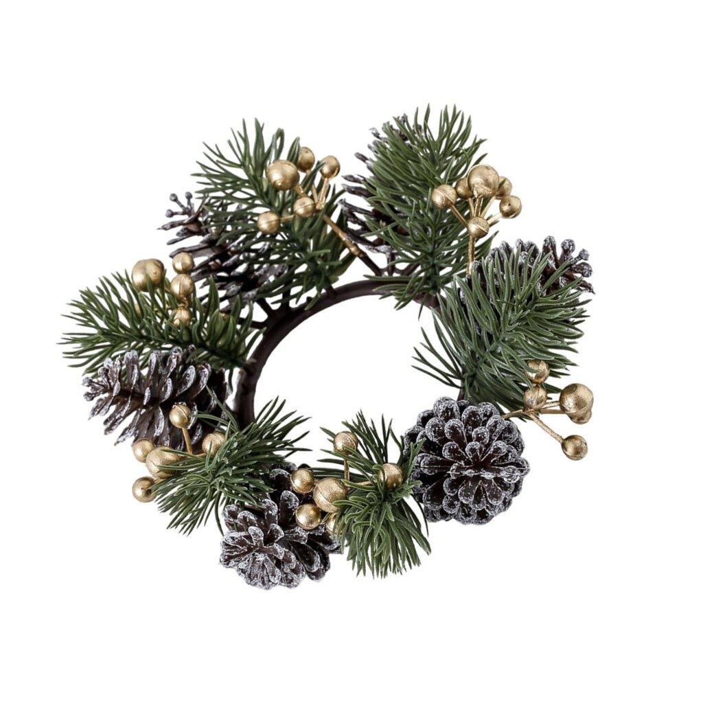 Рождественский венок для ароматических свечей, золотой стиль