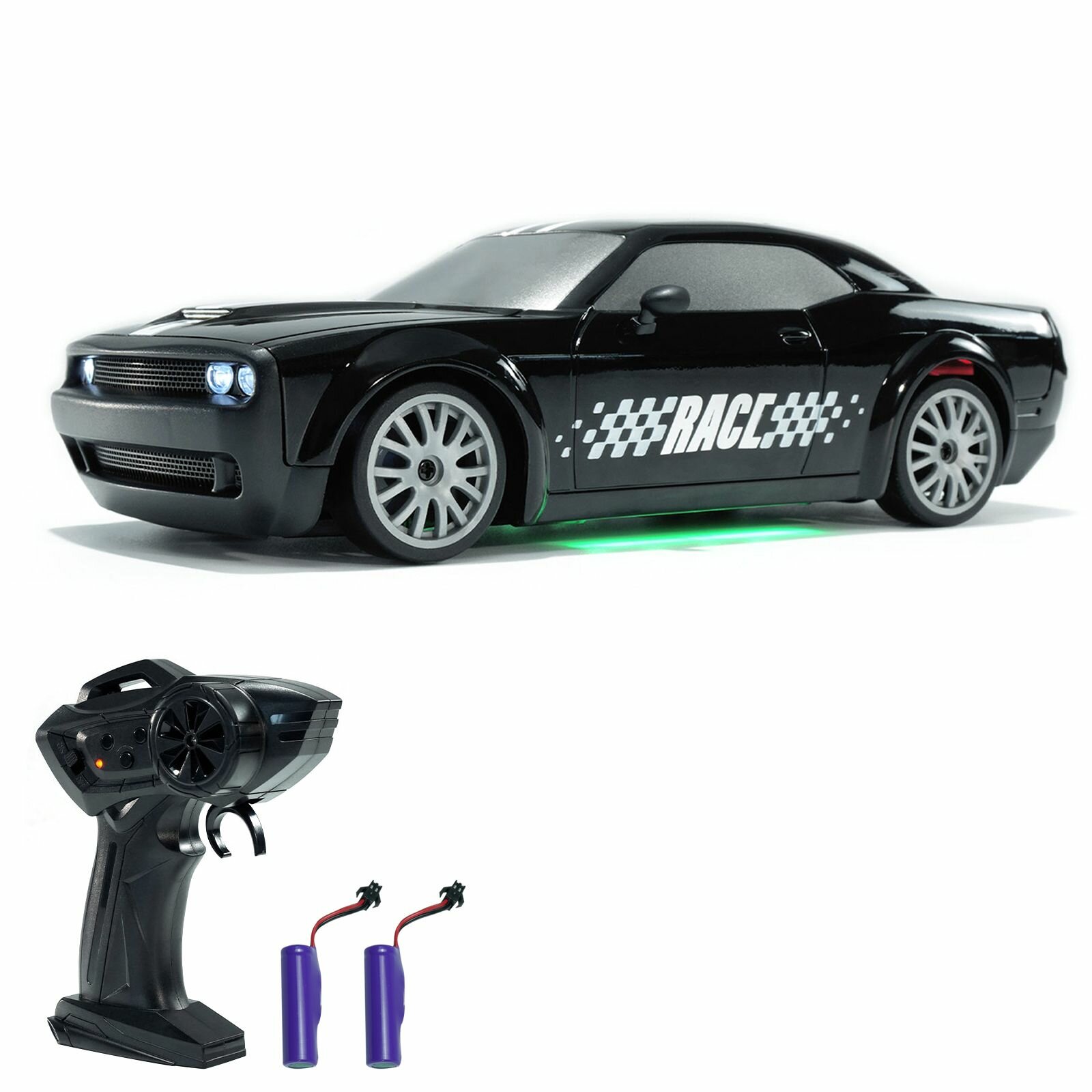 Радиоуправляемая машинка 1:20 4WD 2.4G с подсветкой, 2 аккумулятора, черная