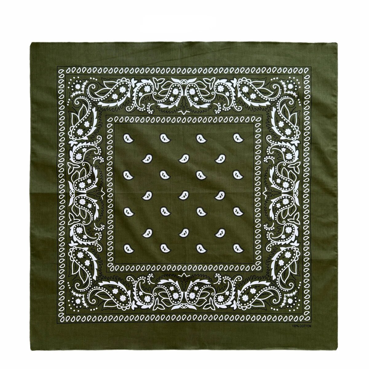 Темно-зеленая бандана хлопковая 70 см, цвет 27 Army green