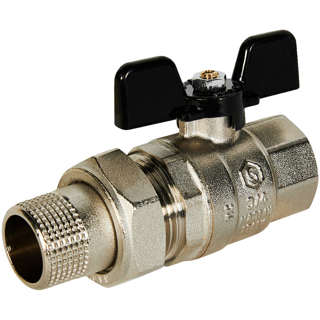 Кран шаровой 3/4" полнопроходной с американкой, ВР-НР, ручка бабочка, STOUT (SVB-0007-200020)