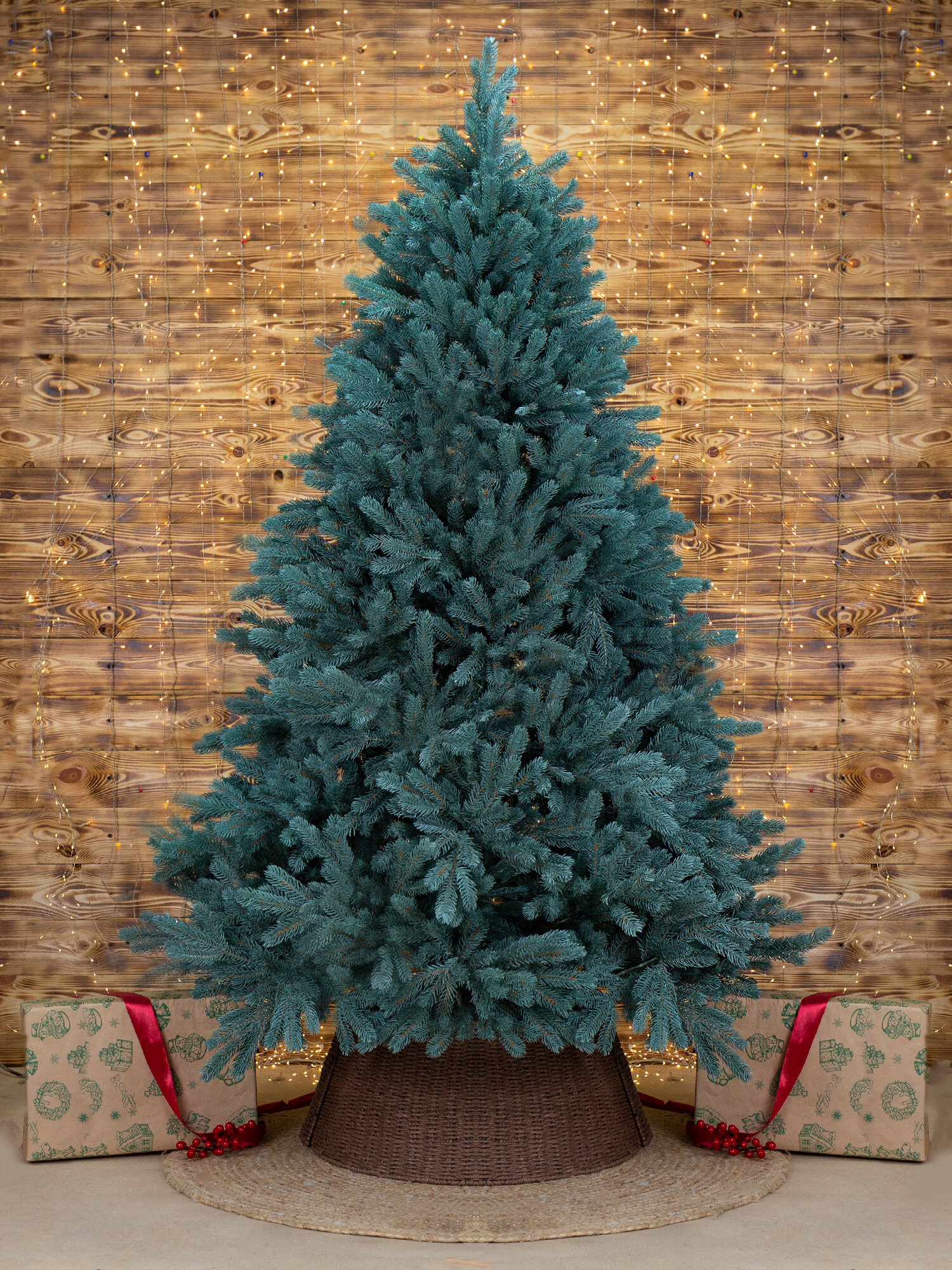 Елка искусственная 210 см, ель новогодняя голубая, литая резина