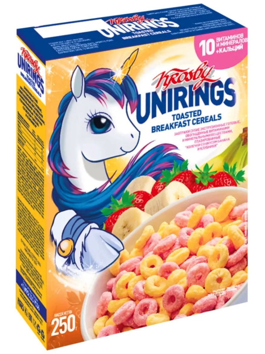 Готовый завтрак Колечки с бананом и клубникой Krosby, 250г