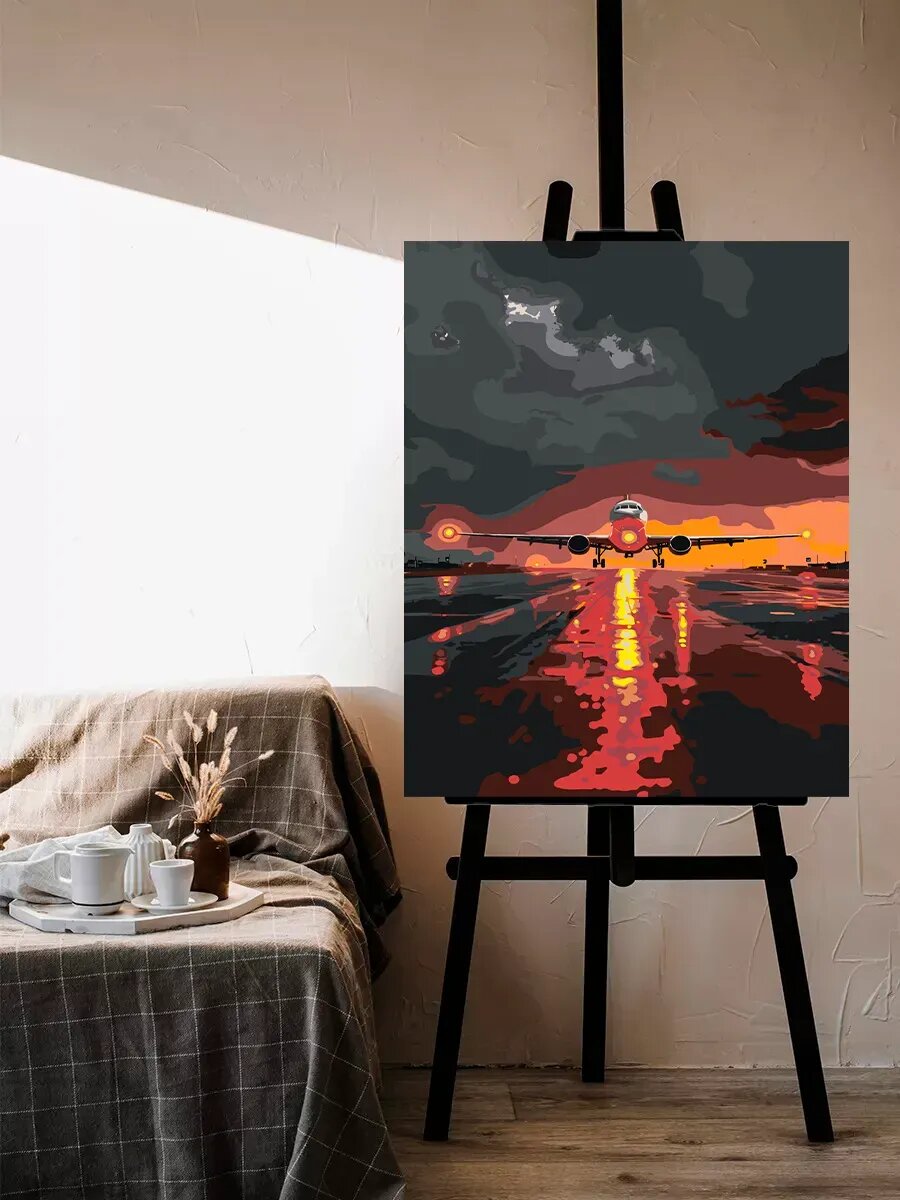 Картина по номерам Взлет Самолета на Закате