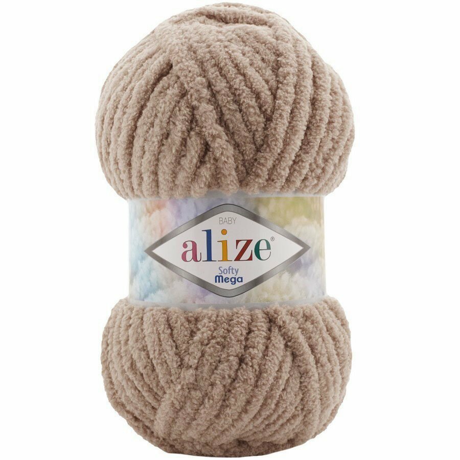 Пряжа Alize SOFTY MEGA 617 серо-бежевый (5 мотков)