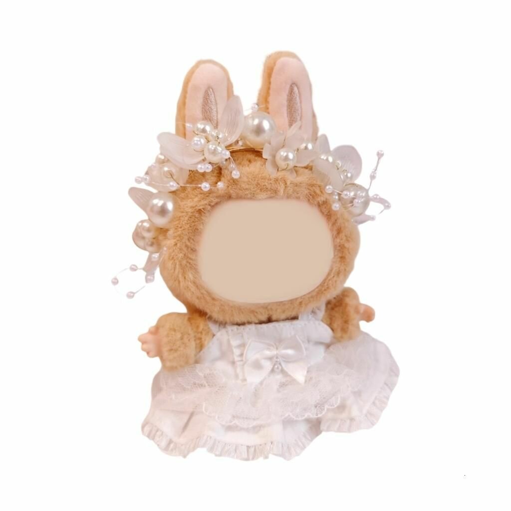 Аксессуар для кукол, Подвеска из ткани Rab, детская одежда, свадебное платье, юбка, комплект не содержит кукол-дневная юбка с заячьими ушками + аксессуары для волос с белым жемчугом