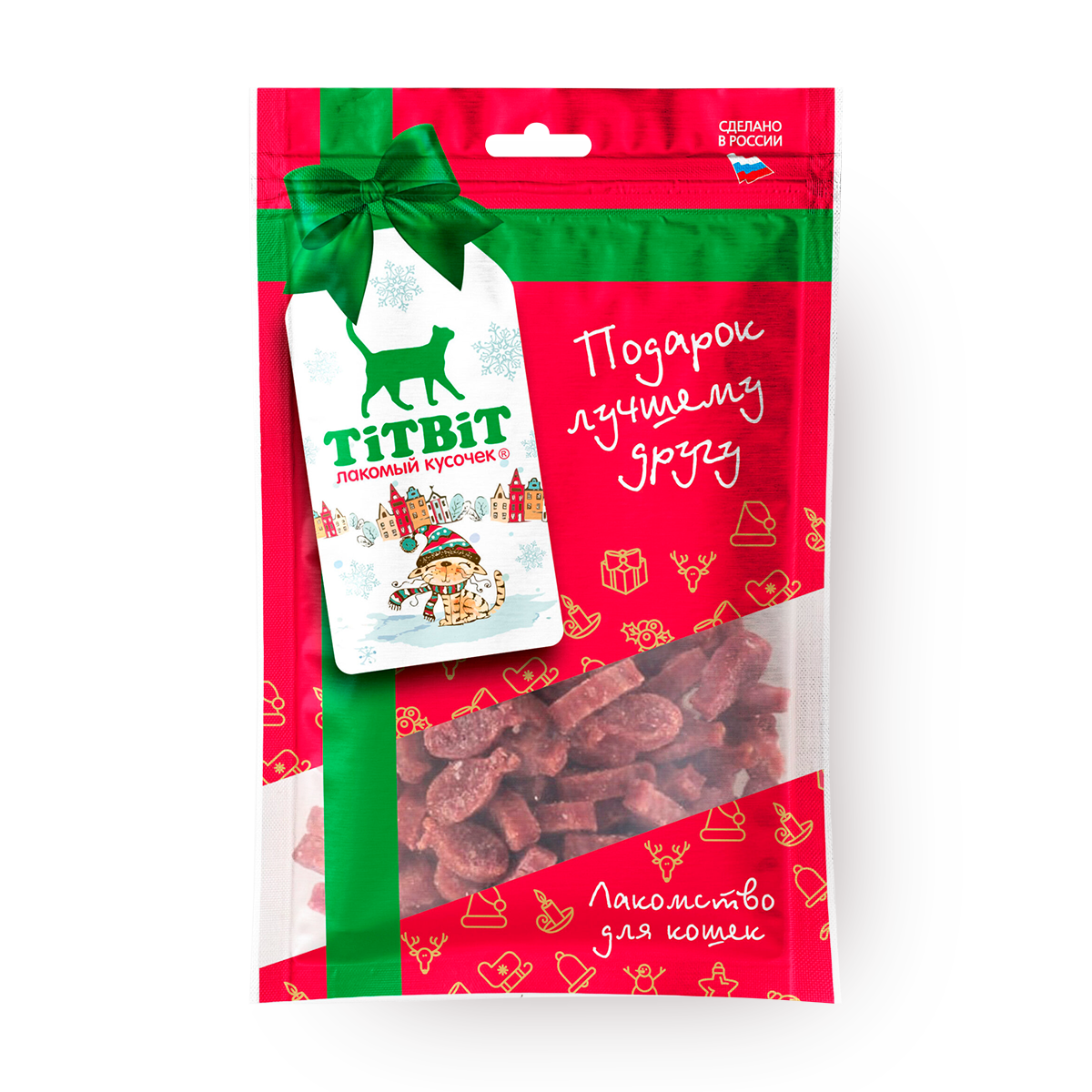 Лакомство Titbit "Новогодняя коллекция", для кошек, кусочки говядины, 50 г