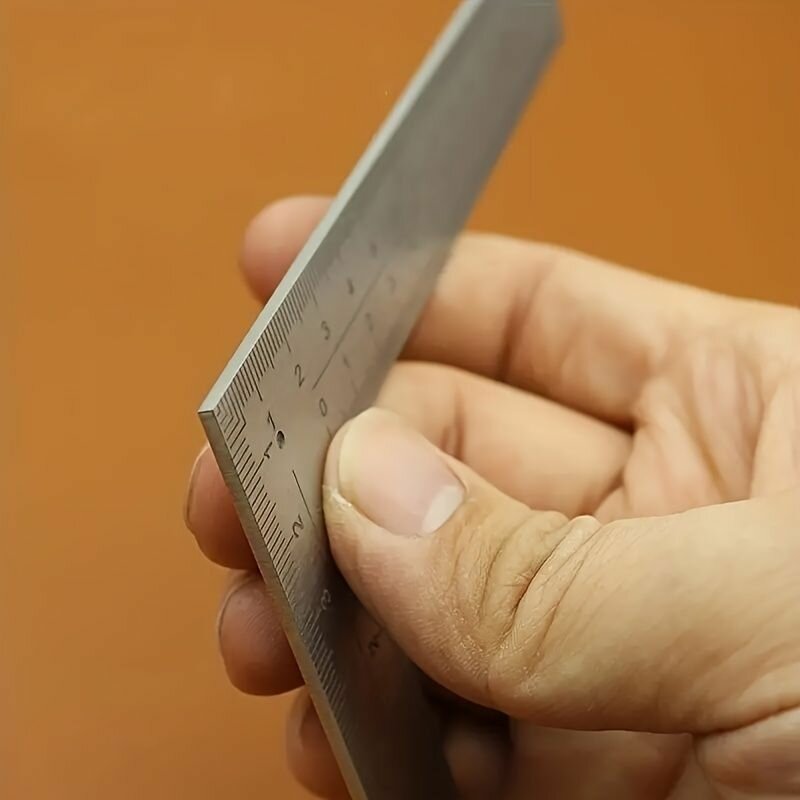 Прецизионная Мини-линейка L-образной формы из нержавеющей стали - Высокая точность, утолщенный прямоугольный дизайн для обработки искусственной кожи и небольших измерений