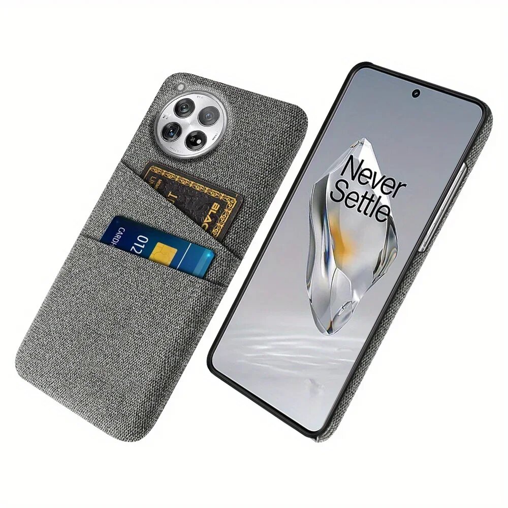 1 + 12r ткань двойная карта памяти для OnePlus 12R 12 чехол тканевая текстура Dark Gray, OnePlus 12