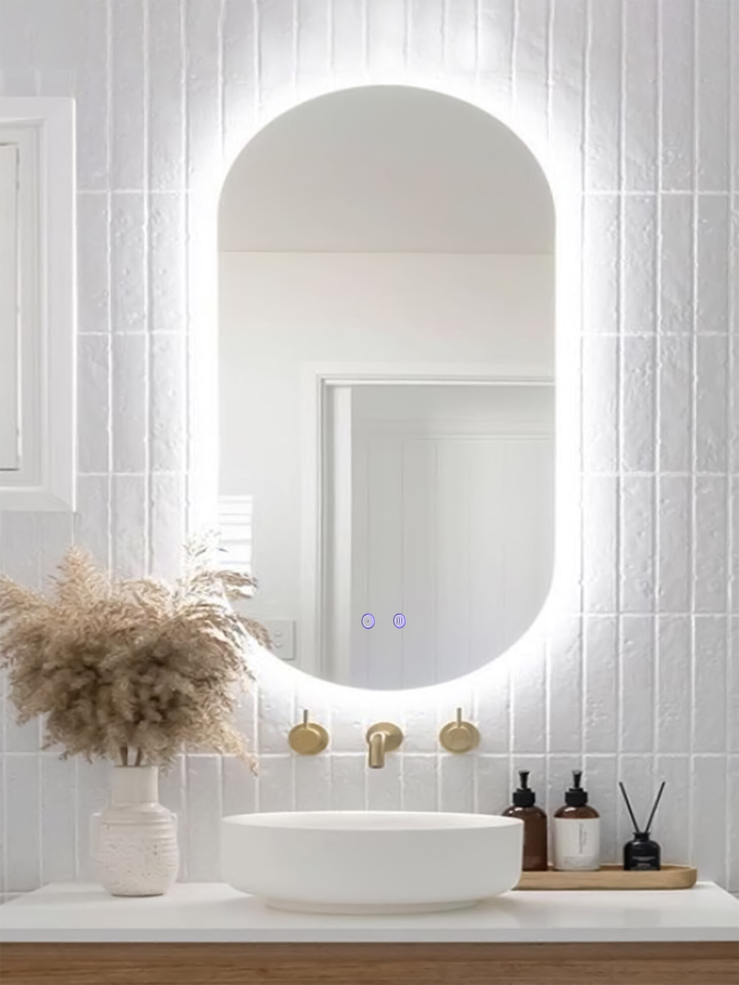 Зеркало настенное с подсветкой для ванной с антизапотевание овальное 60*90 см