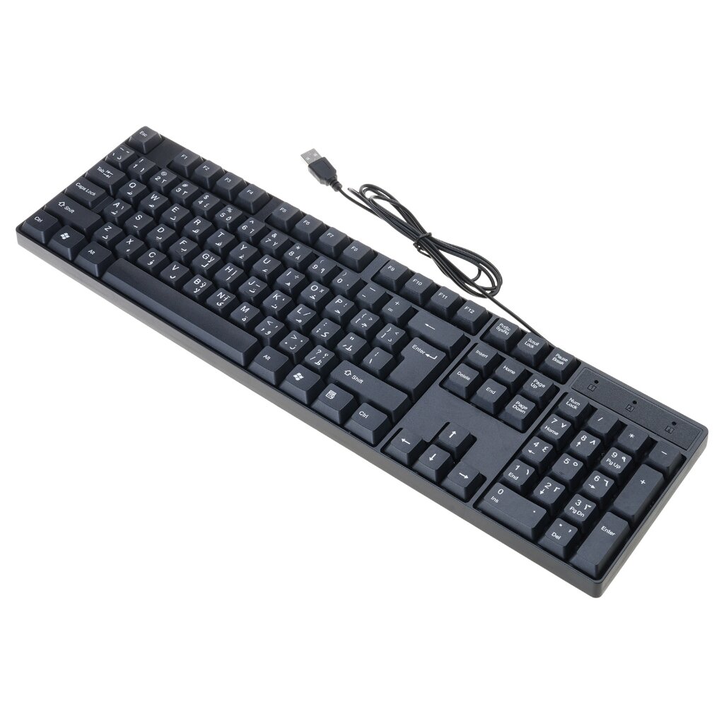 USB Проводная Арабско-Английская Клавиатура Ultra Slim Full Size Keyboard для Компьютера