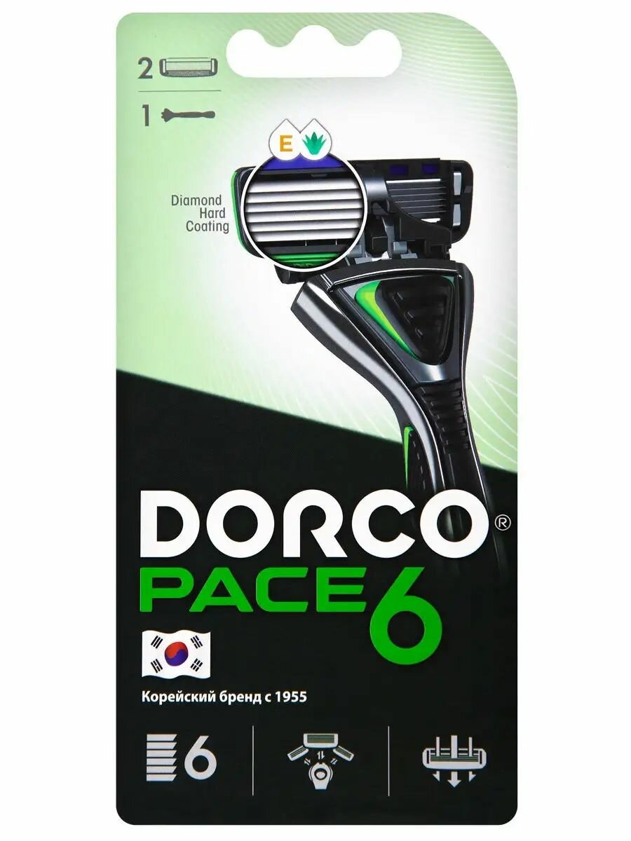 Станок для бритья Dorco Pace 6 станок + 2 кассеты, система с 6 лезвиями+триммер