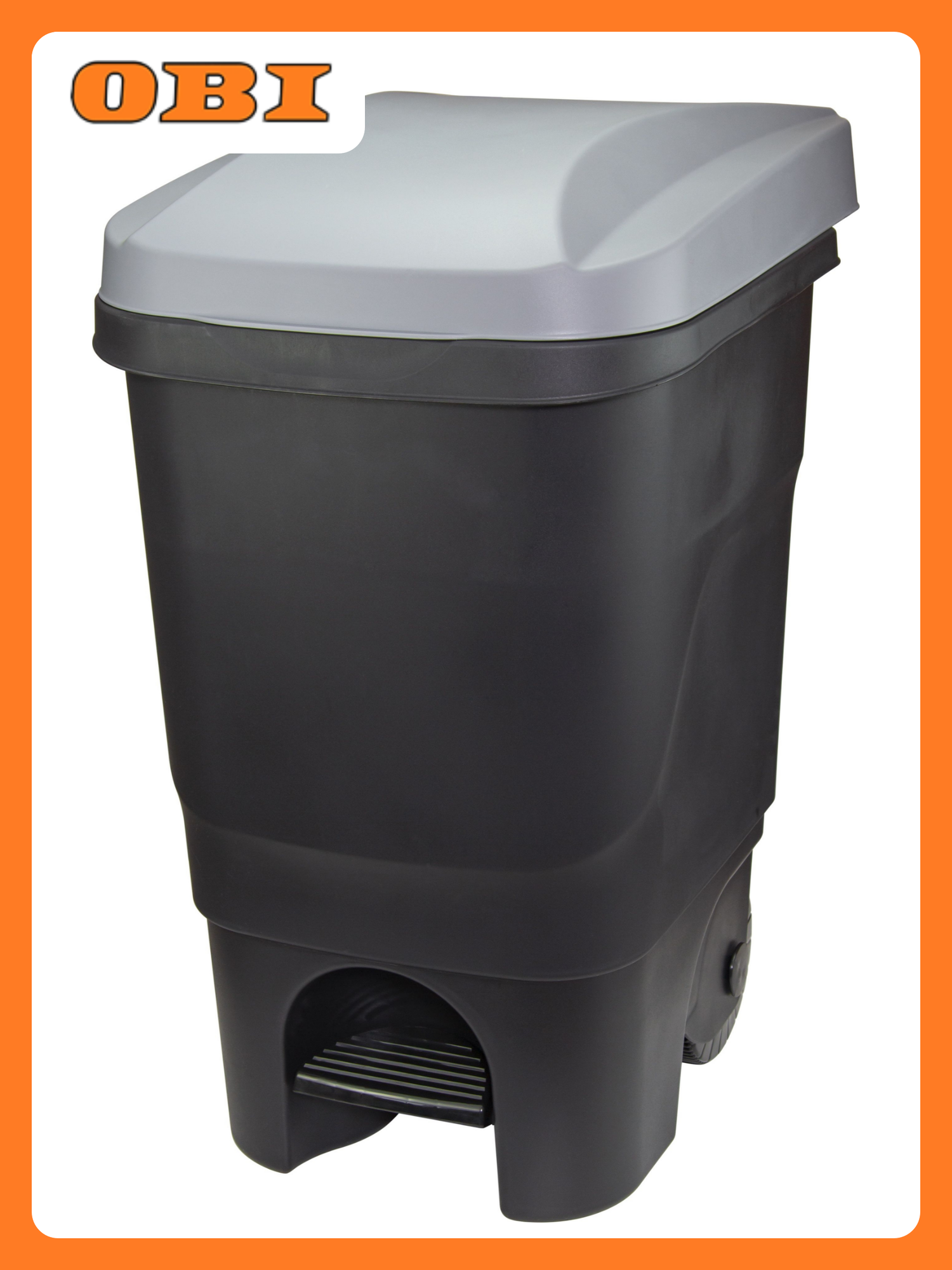 Бак для мусора с педалью и ручкой, на колесиках, 60 л, черный