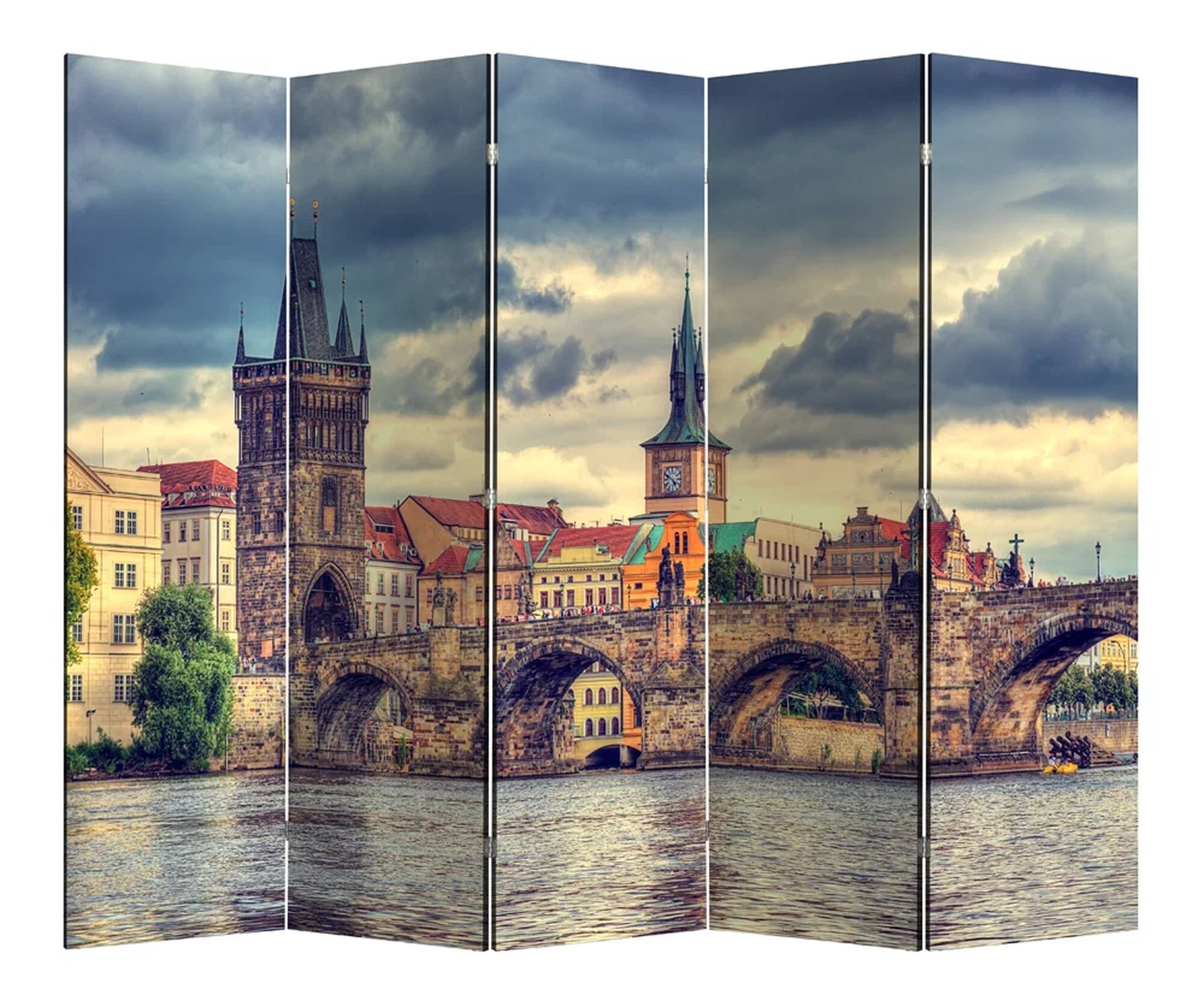 ПВХ ширма перегородка для зонирования Карлов мост - 5, размер 177х235/47 см