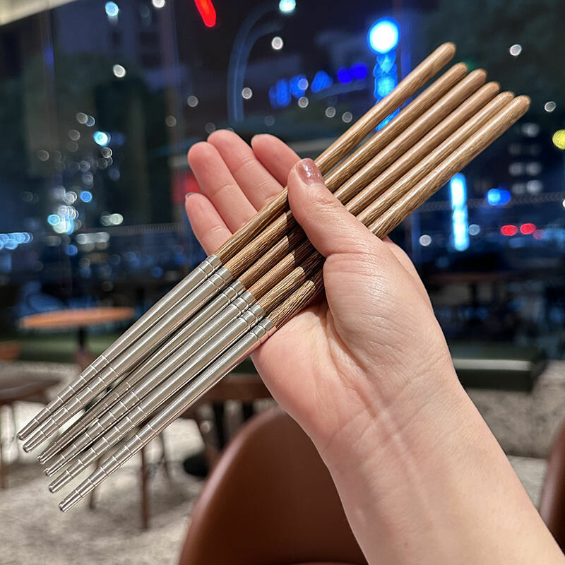 Высококачественный экспорт! Стоимость сотен юаней! Палочки для еды Shengbao Huanghuali в дворцовом стиле, соединенные из высококачественной нержавеющей стали