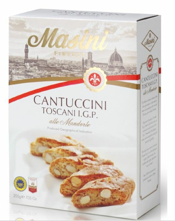 Печенье Masini Biscotti Firenze CANTUCCINI I.G.P TOSCANO, бискотти с медом и орехами, 200 г