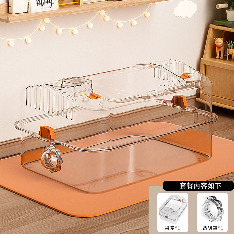 Роскошная очень большая клетка для виллы, полностью прозрачная золотая клетка для хомяка с беговым колесом, просторная клетка для домашних животных