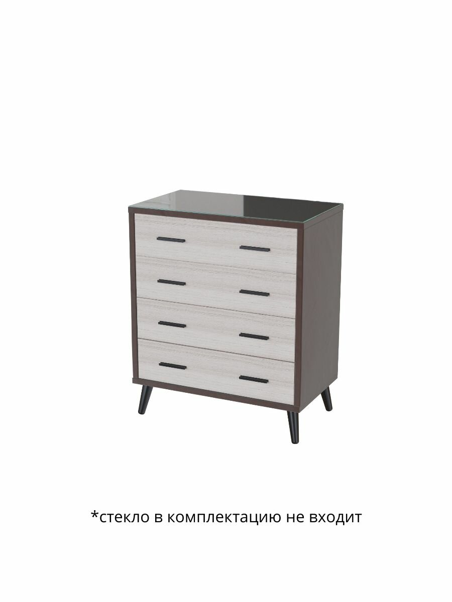 Тэкс комод интерьерный Ланс 930х800х450, коричневый/мдф сандал белый, для гостиной, для спальни