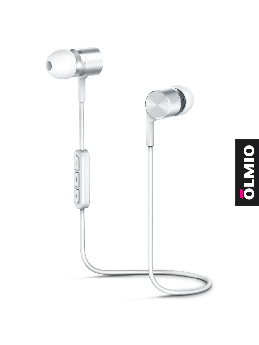 Наушники OLMIO BTE-05, беспроводные, с креплением на ухе, белые