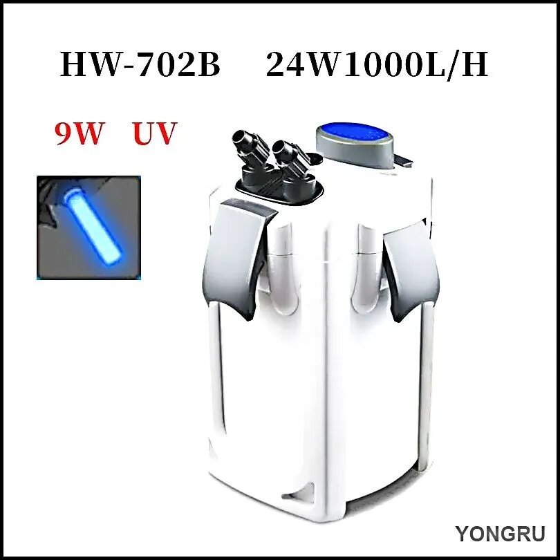 Новый внешний фильтр с переменной частотой от Sunsun HW-702B, 24 Вт, 1000 л/ч, бактерицидная лампа 9 Вт, встроенная губка, включая насос и фитинги, подходит для аквариума 0,6 1 м.