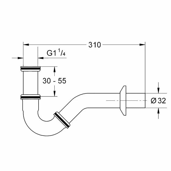 Сифон Kerasan "Retro", для биде, 310 мм, хромированная отделка