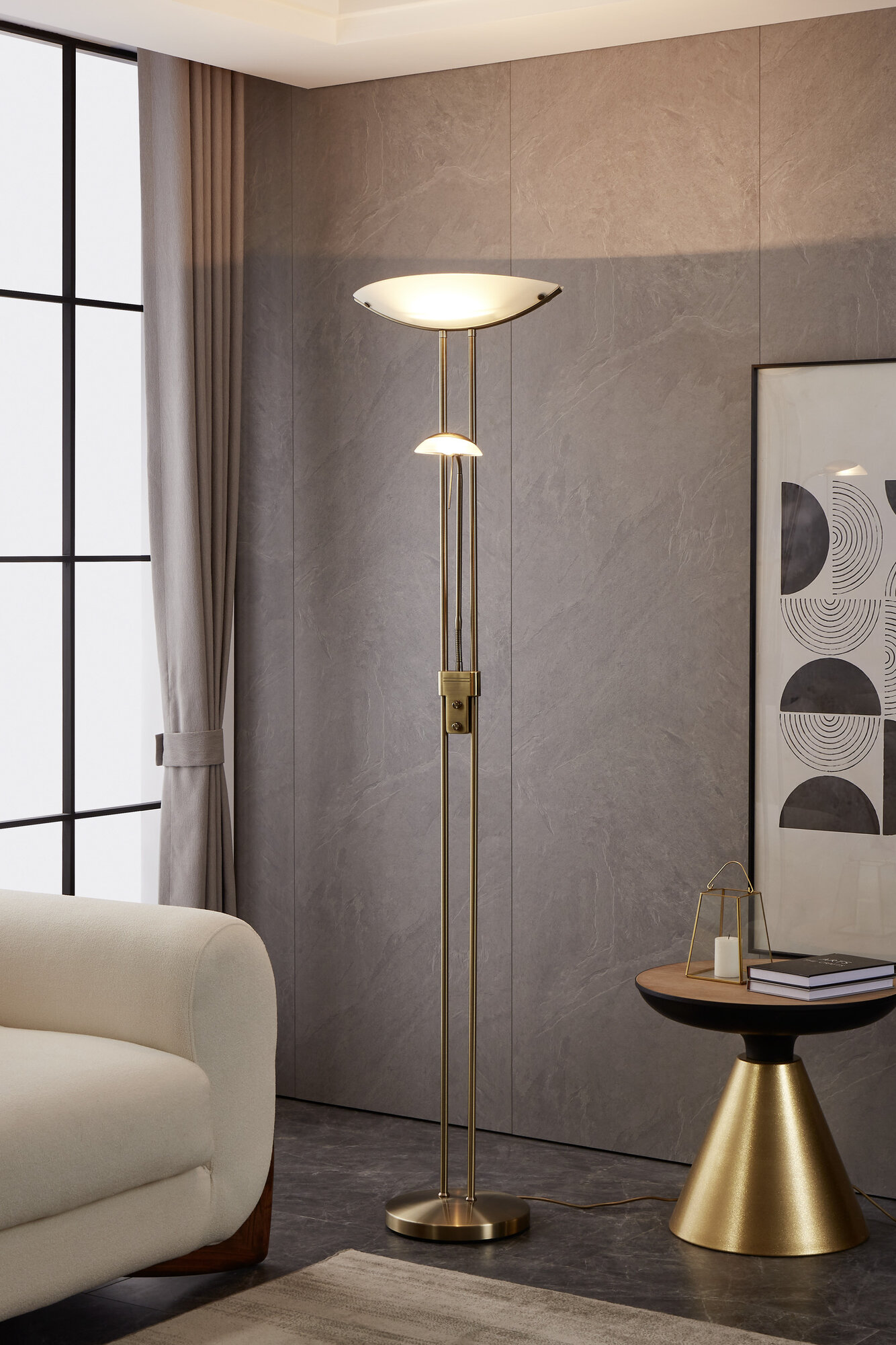 Торшер Eglo Baya 85974, диммируемый, 2 плафона, цоколь R7S/G9