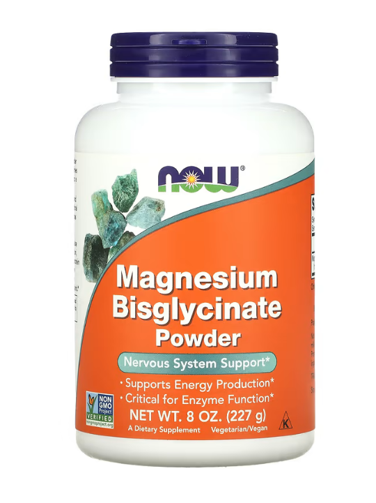 Порошок NOW Magnesium Bisglycinate, Магнезиум бисглицинат 227 грамм
