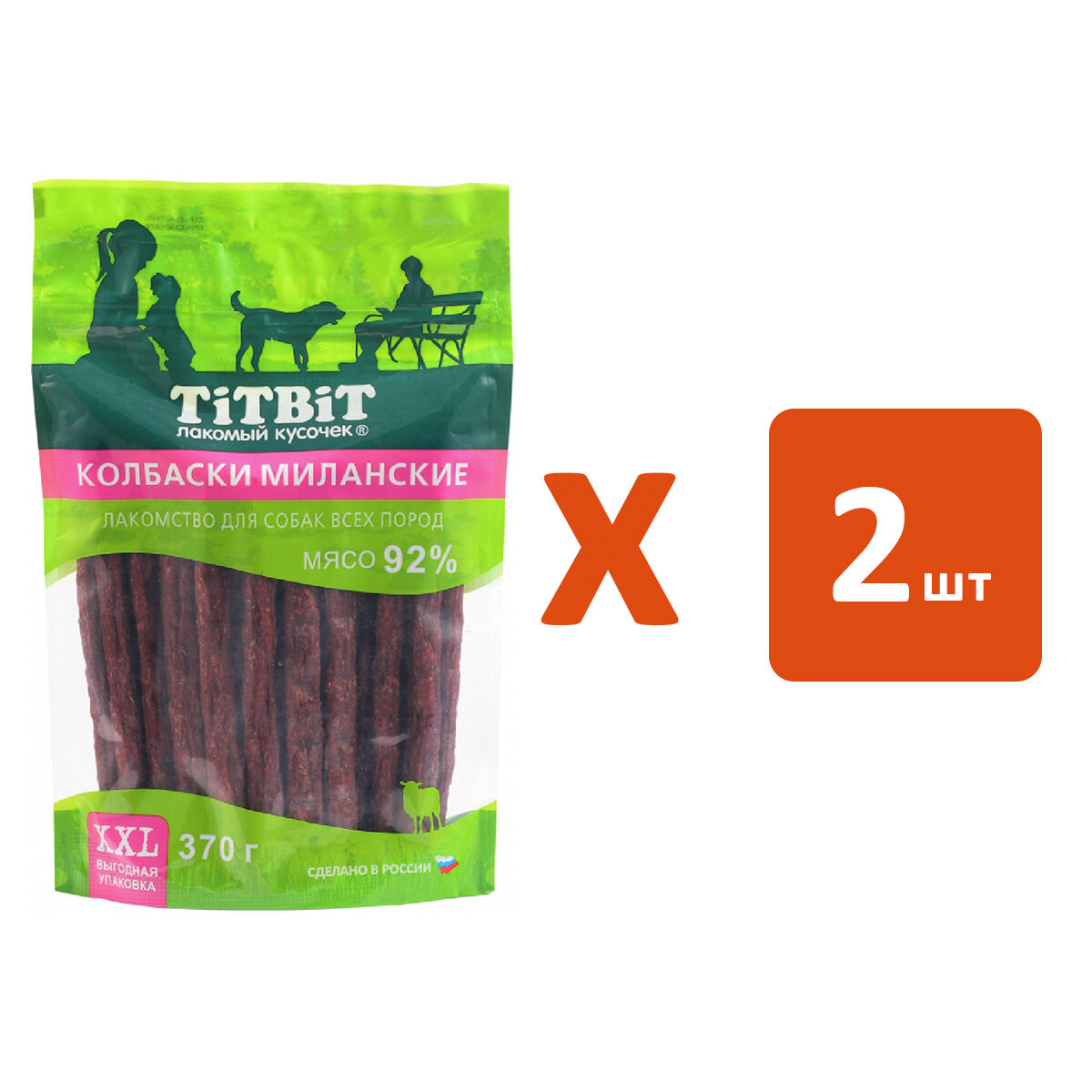 Лакомство TIT BIT для собак колбаски Миланские XXL 370 гр (1 шт х 2)