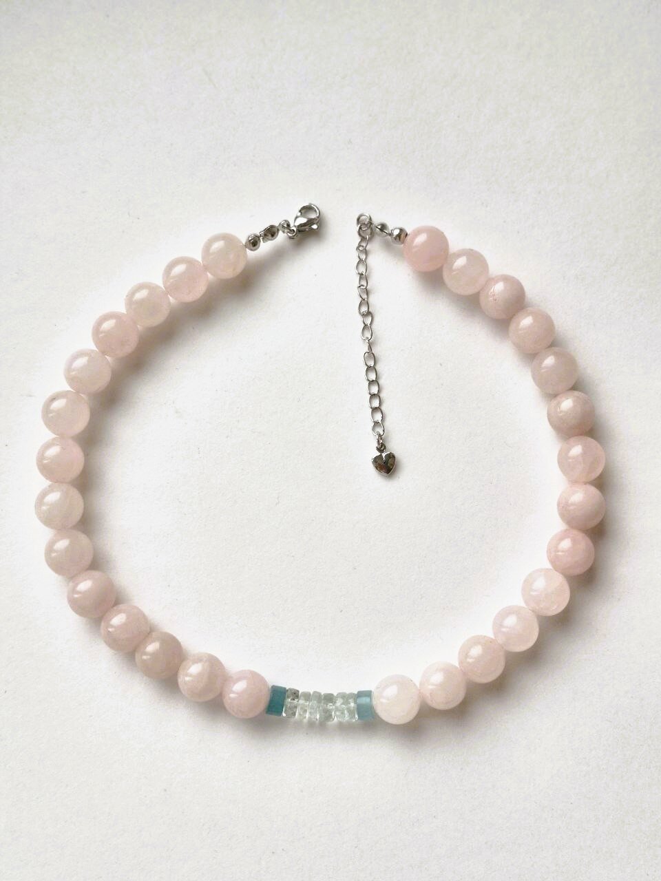 Колье, аметист, празиолит, аквамарин, розовый кварц