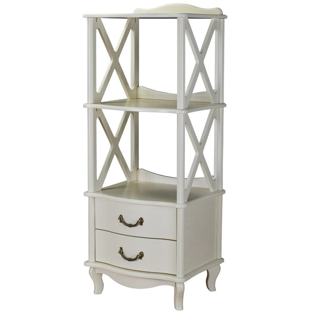 Этажерка Мебелик Джульетта 2 уровня молочный дуб Размеры: Высота 1244мм Глубина 404мм Ширина 498мм