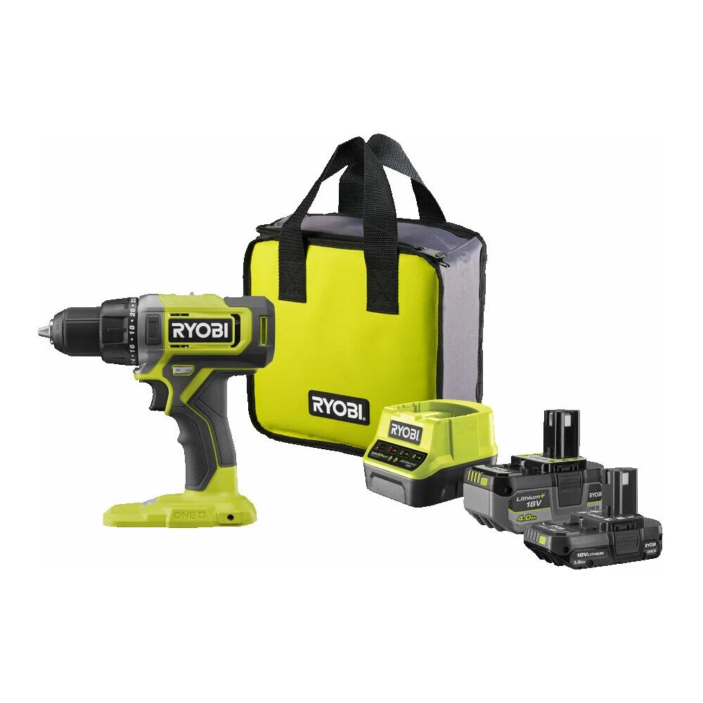 Дрель-шуруповёрт Ryobi RDD18-2C415S, 18В, 2 скорости, 52Нм, 1.1кг