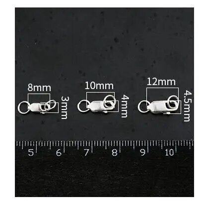 Квадратные застежки-лобстеры TOM YANG из серебра 925 8/10/12 мм 10x5mm 1pc