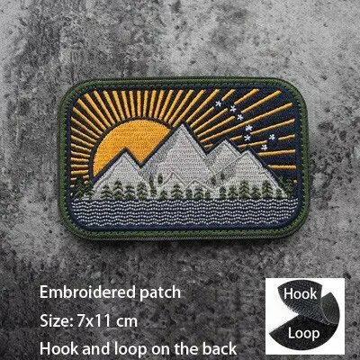Нашивка "Горы и солнце" 7x11 см, Hook Patch 6