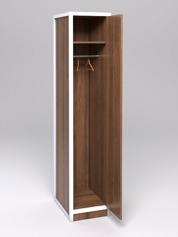 Шкаф офисный для одежды ШО-33 "стронг" в стиле лофт, Орех + металлический каркас Белый