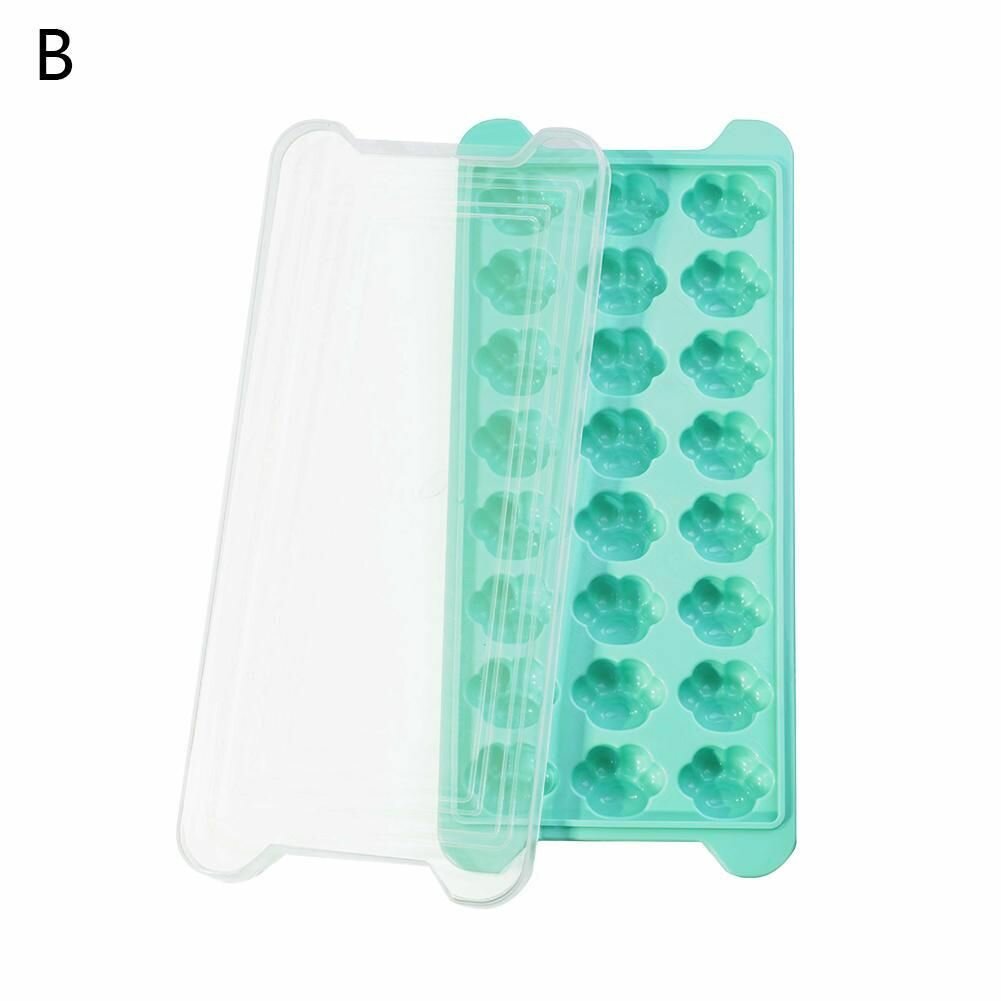 Силиконовая форма для кубиков льда с 24 ячейками в форме кошачьей лапы с крышкой