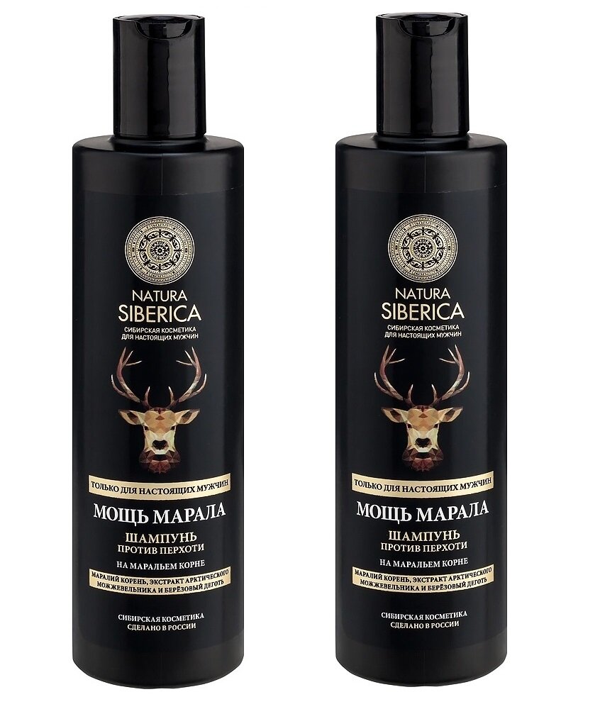 Natura Siberica Мужской шампунь, Мощь Марала против перхоти, 250 мл, 2 уп.