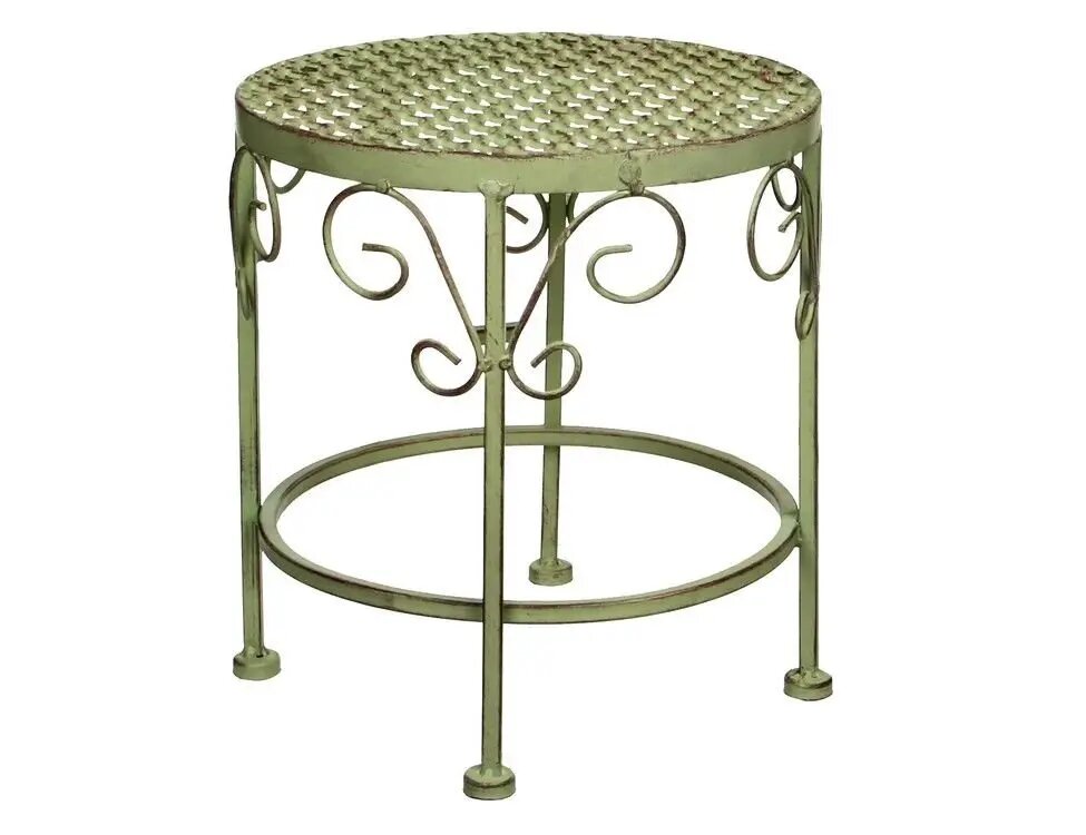 Кованые садовые столики ажурный прованс, металл, зелёный, 3 столика, Edelman