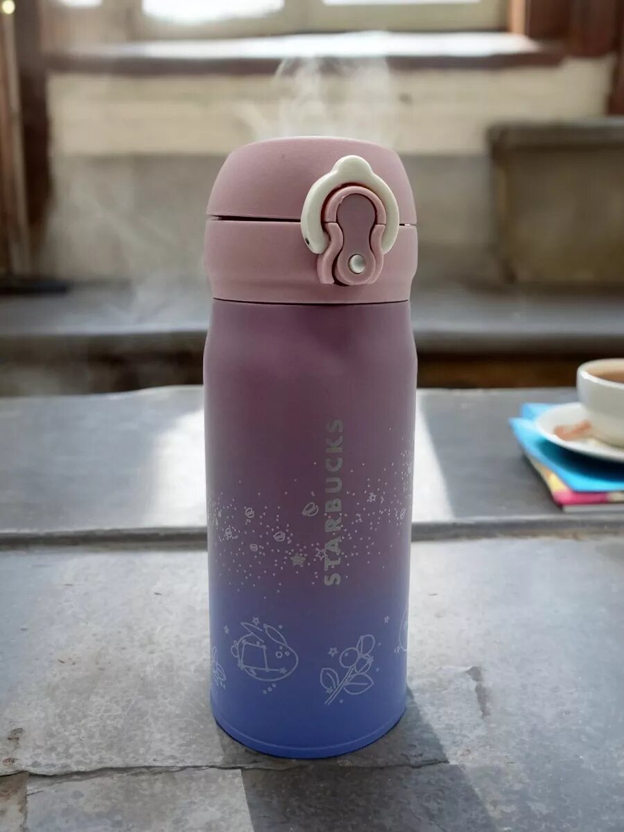 Термокружка Старбакс 350 мл, сиреневые звезды