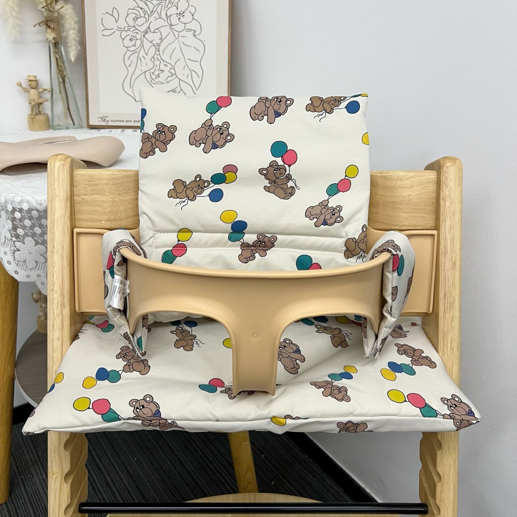 Детский стульчик для кормления в скандинавском стиле, подушка для стульчика для растущих детей, водонепроницаемая и защищающая от мочи.