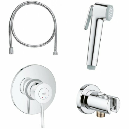 Grohe Гигиенический душ 129186 BauClassic: встр смеситель (29048000), гиг душ (26506000) со шлангом