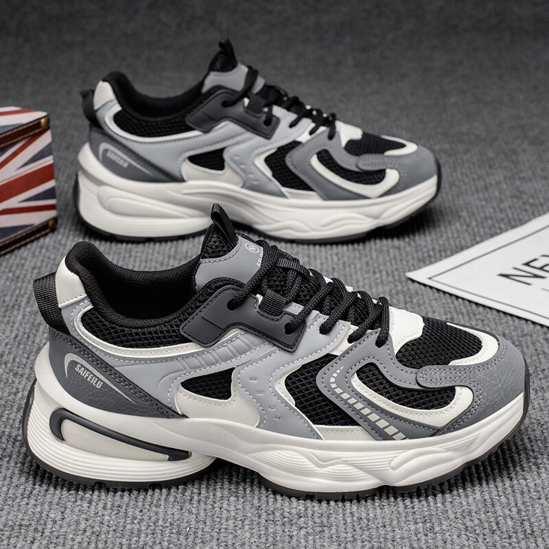 LUO Обувь мужская Летняя для подростков Белая сетчатая повышенная/F750 black