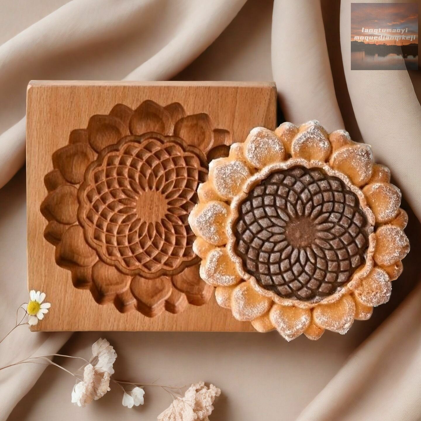 Пряничная доска для печатных пряников Корзина яблок, 12х12 см, Текстурра