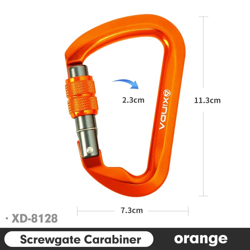 Оранжевый карабин Screwgate XD-8128 11.3x7.3x2.3 см
