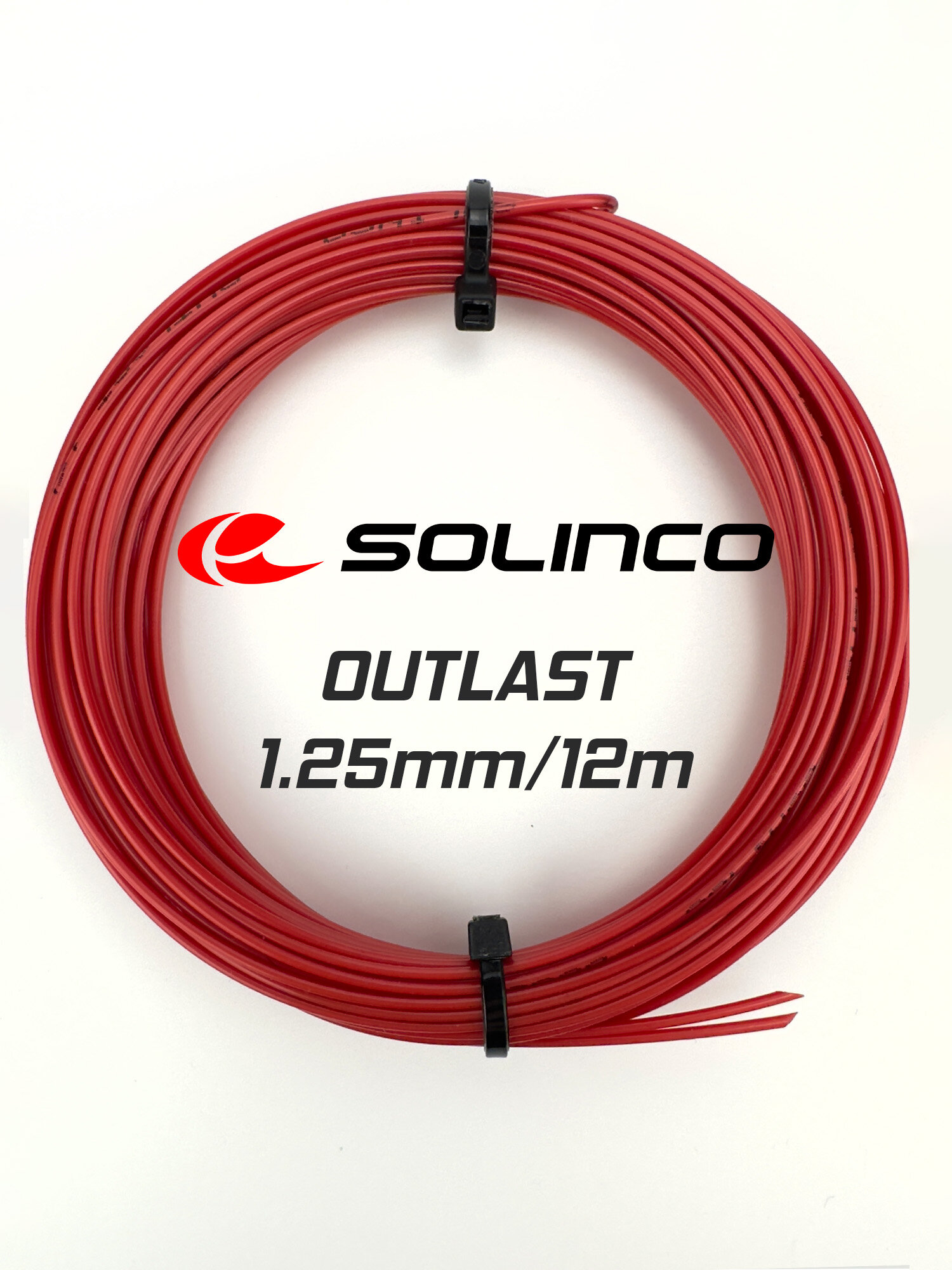 Теннисные струны для ракетки 1.25мм Solinco Outlast 12 метров отрезок с катушки красный