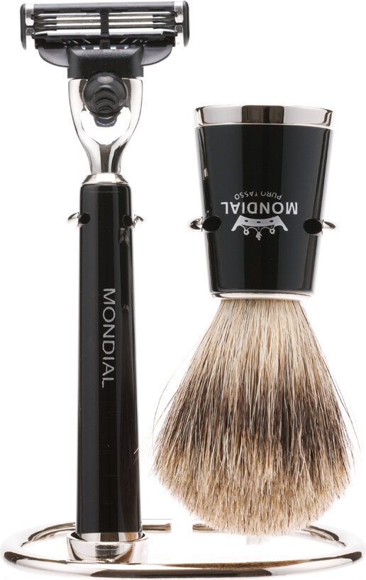 MONDIAL Бритвенный набор "Веспуччи", черная смола и никелированная латунь Vespucci Shave Kit Black Resin And Nickel 150g