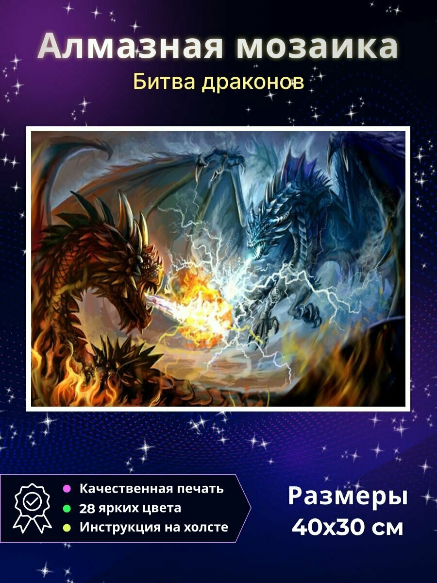 Алмазная мозаика 30x40 см | Дом Дракона | Дракон Таргариенов | Игра престолов | Для фанатов