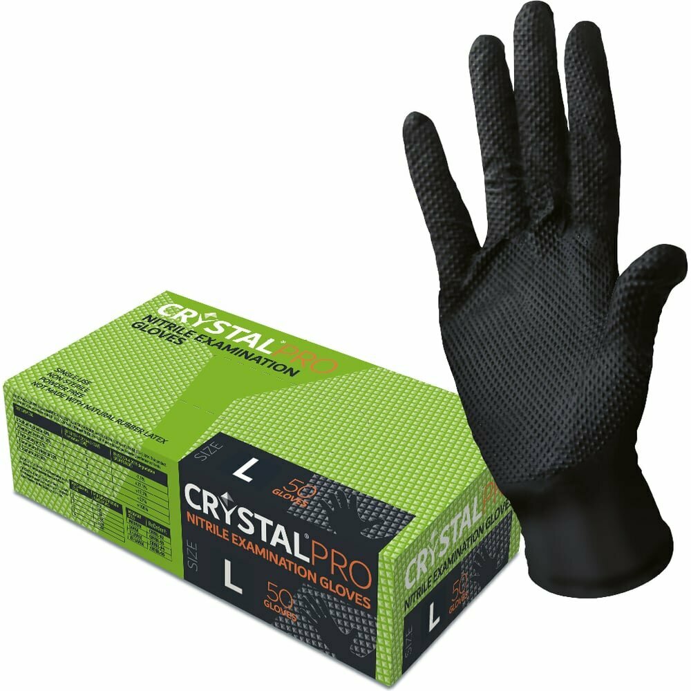 Перчатки нитриловые неопудренные CRYSTAL PRO 50 шт, размер L CT0000005417