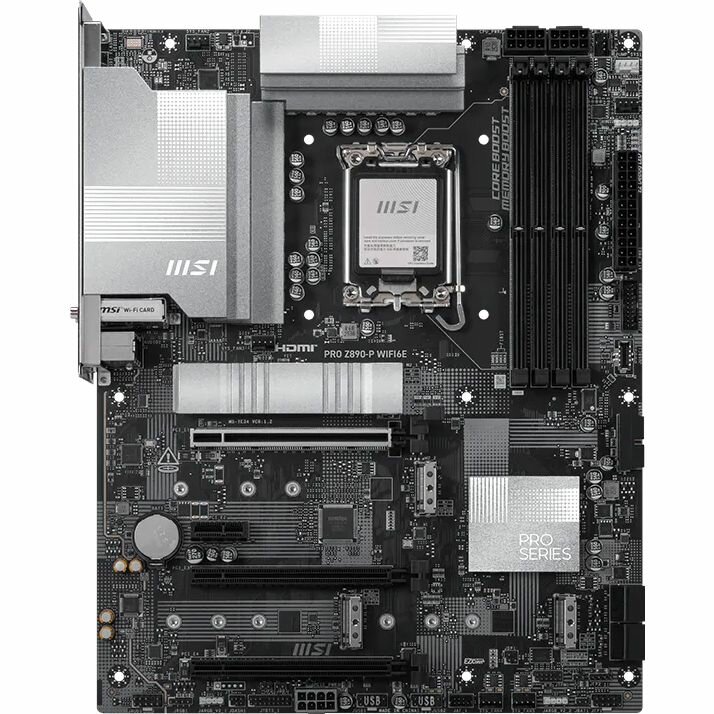 Материнская плата MSI PRO Z890-P WIFI6E Z890, LGA1851, 4*DDR5, 3*PCIEx16, 1*PCIEx1, 4*M.2, 2*TypeC, 1*USB3.2 Gen2, 6*USB3.2 Gen1, 8*USB2.0, 4*SATA3
