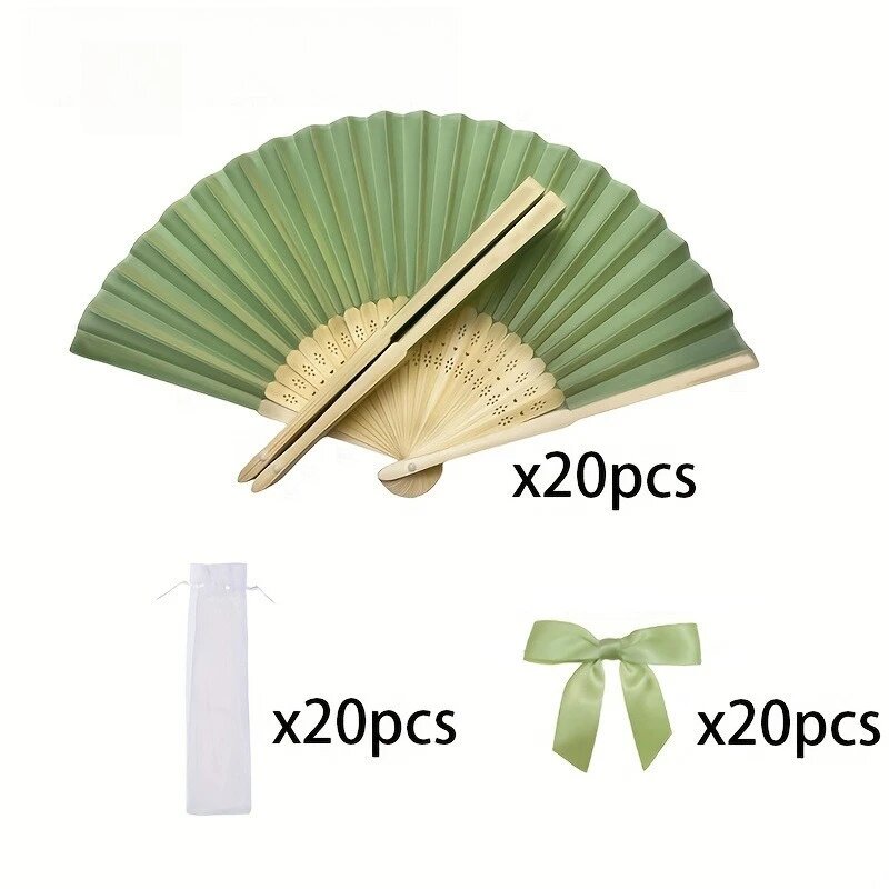 Свадебные веера Fresh Green Wedding Fan Set 20 set